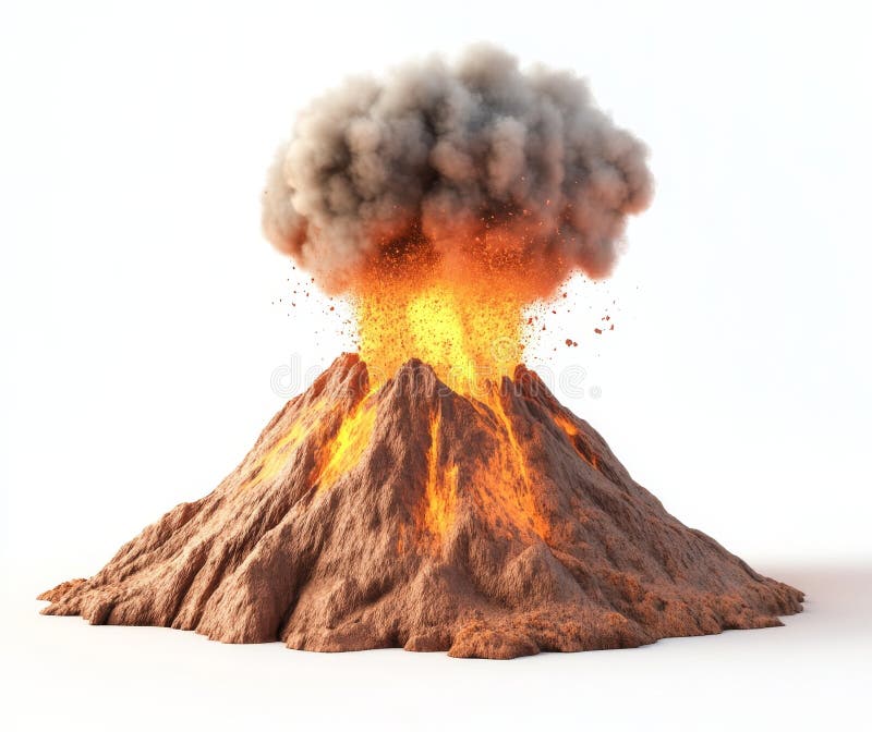 The Image of a Volcano Erupting, with Lava Flowing Down Its Flanks, is ...