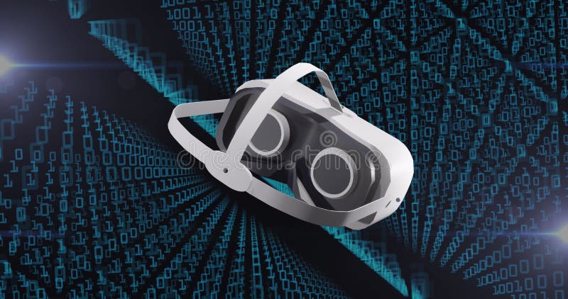 Image Of Vr Headset Over Binary Coding Data Processing Stock Illustration Illustration Of