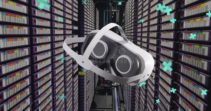 Image of Vr Headset Over Data Processing and Computer Servers Stock ...