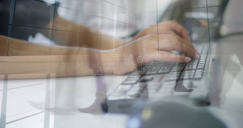 Image of Walking People Over Woman Using Computer Stock Image - Image ...