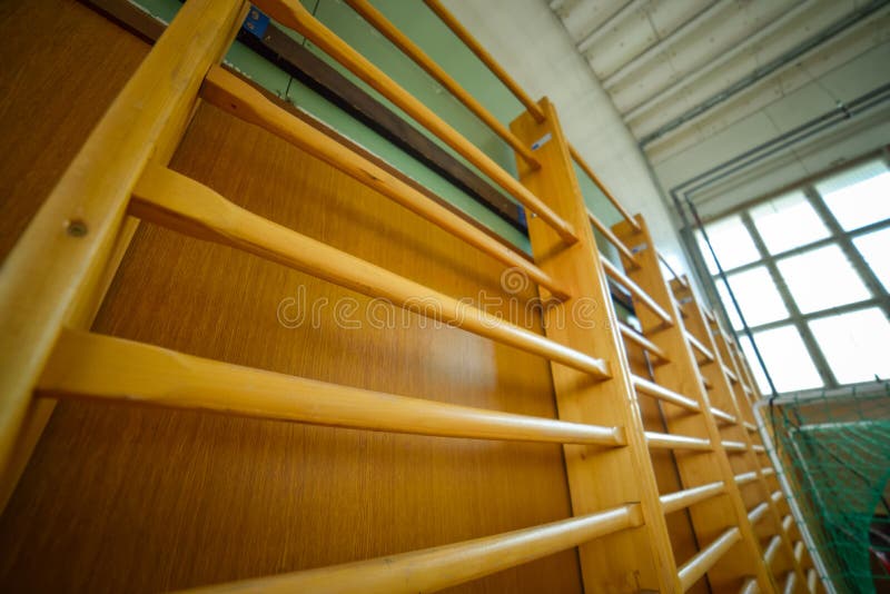 The Image of a Wall Bars Ladders in Gym Stock Photo - Image of training ...