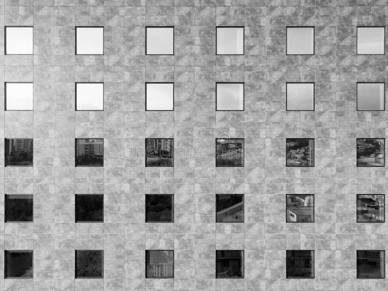 Image of a Wall. Building with Square Windows. Pattern of Squares Stock ...