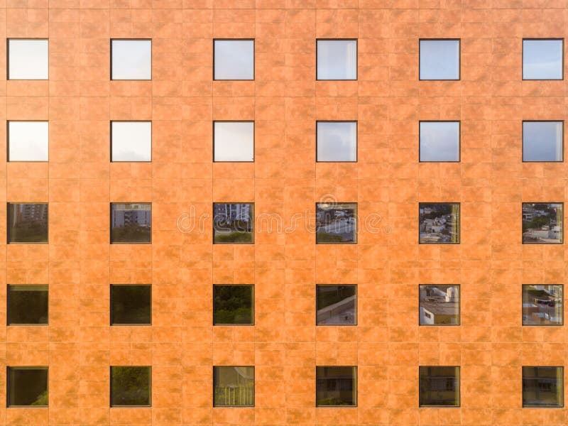Image of a Wall. Building with Square Windows. Pattern of Squares Stock ...