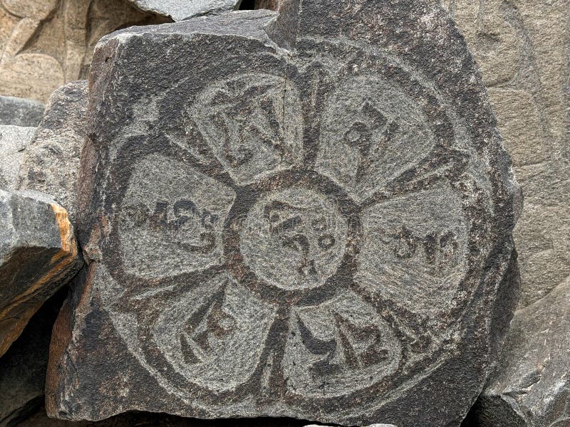 The Image is of a Wall with a Lot of Writing on it Spiti Valley, India ...