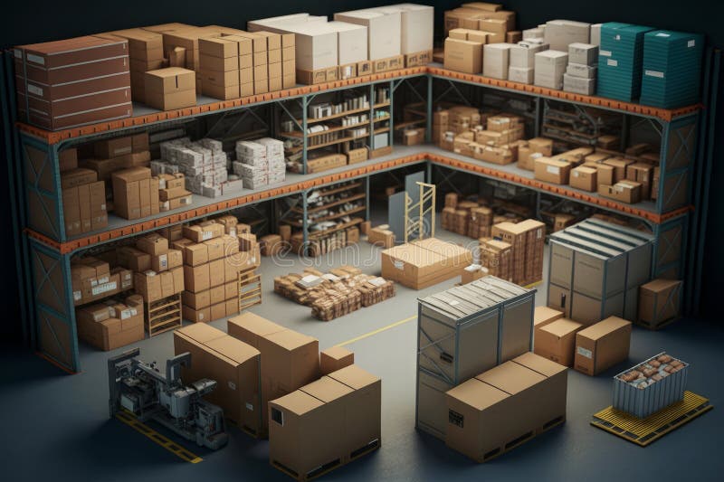An Image of Warehouse with Lots of Boxes. Generative AI Stock ...