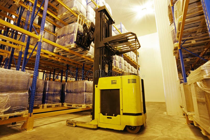 Warehouse with forklift stock image. Image of forklift - 115295677