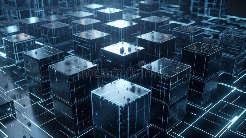 Big Data Blocks Chain Concept Digital Futuristic Background Stock ...