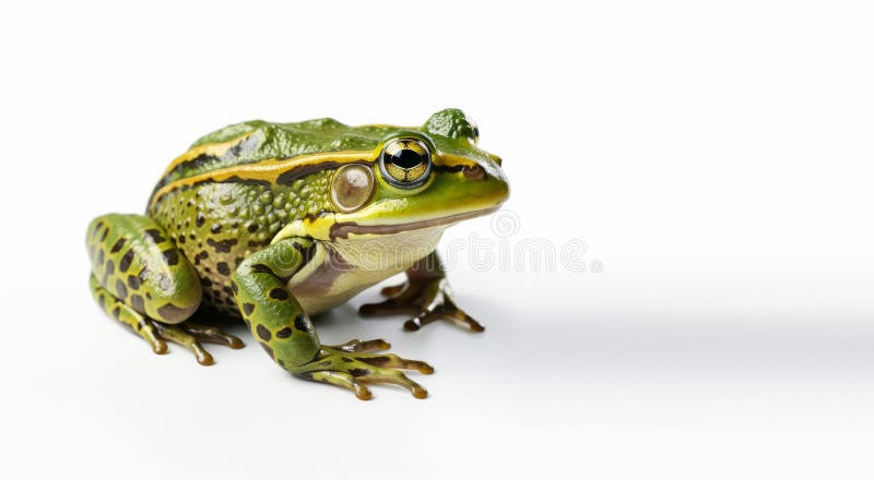 Green Frog with Plump Body and Bumpy Skin on Isolated White Background ...
