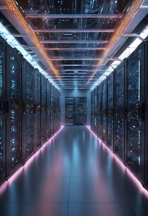 The Interior of a Modern Data Center or Server Room Stock Illustration ...