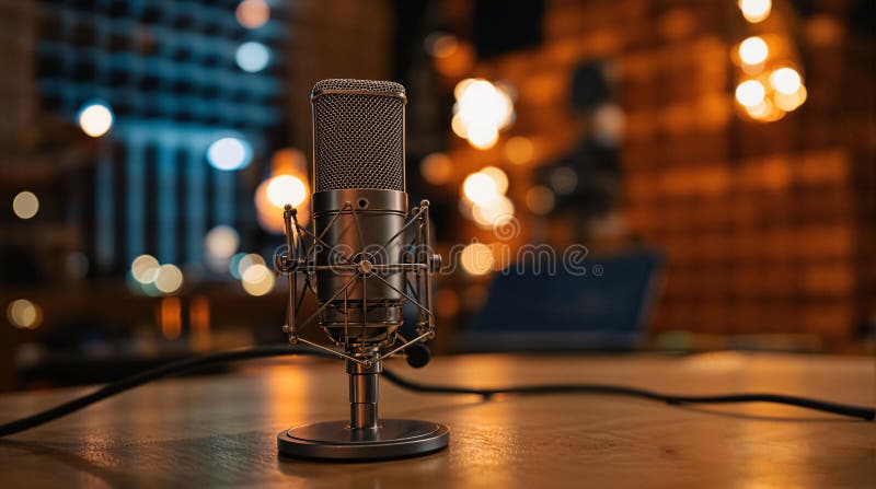 Professional Studio Microphone Set Up with Soft Ambient Lighting for ...