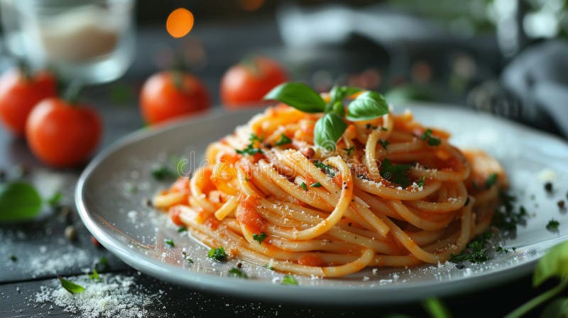 Delicious Pasta in a Beautiful Presentation with Exquisite Dishes Stock ...