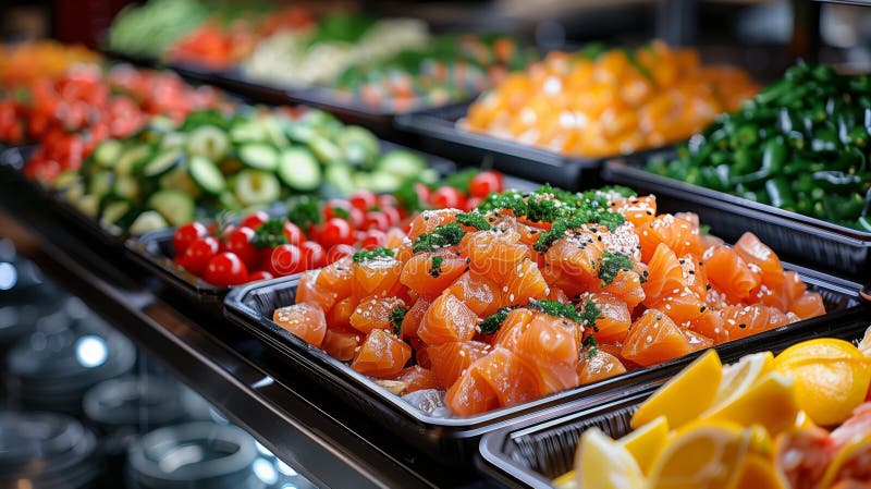 A Diverse Buffet Featuring Various Dishes and Natural Foods Stock Image ...