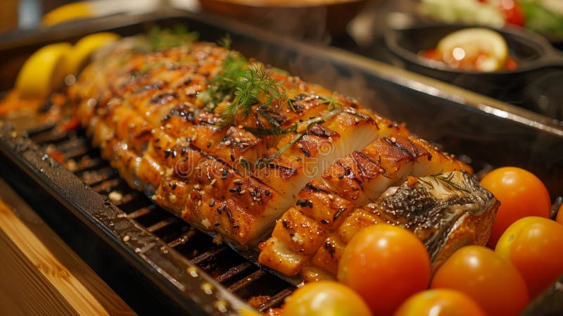 Grilled Meat Next To Tomatoes, a Delicious Staple Food for a Summer ...