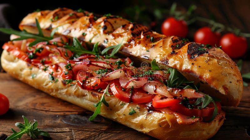 Grilled Sendwig with Lots of Stuffing Stock Image - Image of meal ...