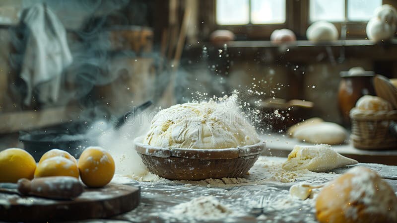 A Key Ingredient for Cooking, a Bowl of Flour is on a Kitchen Table ...