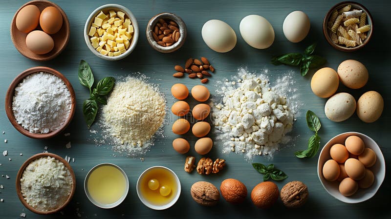 Variety of Eggs in Bowls on Table, Essential Ingredient in Cuisine ...