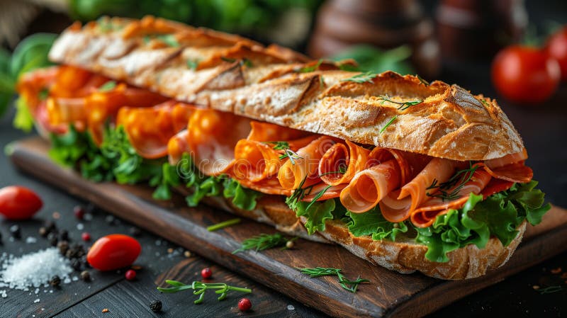 A Long Sandwich Atop a Cutting Board, a Delicious Finger Food Option ...