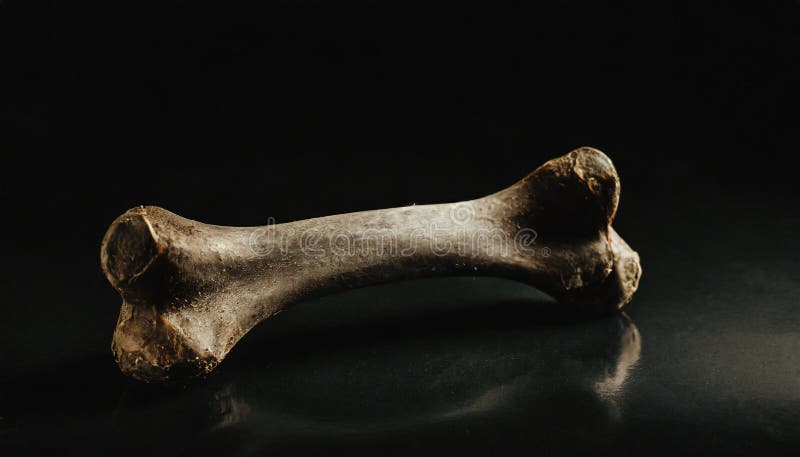 Close-Up of Ancient Fossil Bone on Dark Reflective Background for ...