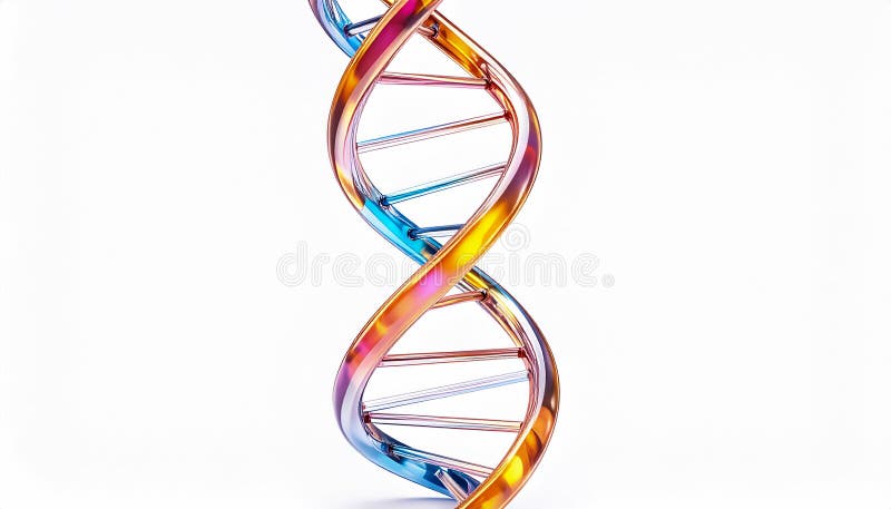 Colorful Vertical DNA Helix with Glossy Iridescent Finish and Clean ...