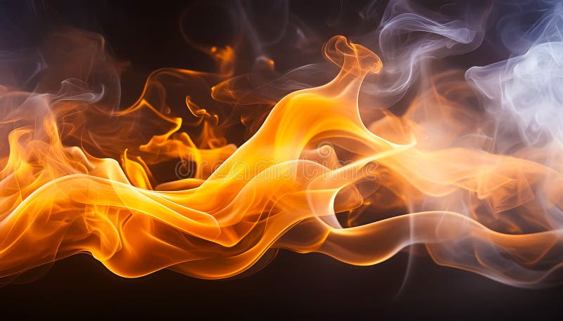 Dynamic Abstract Flow of Fire and Smoke in Motion with Warm Tones and ...