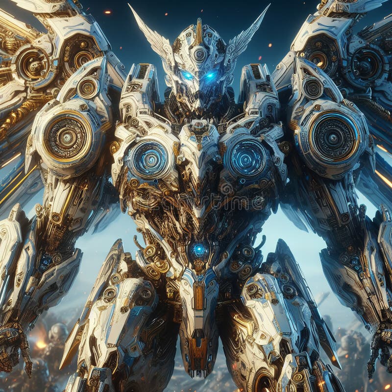 Titan of the Techno-Odyssey, Otherworldly Guardians Stock Illustration - Illustration of ...