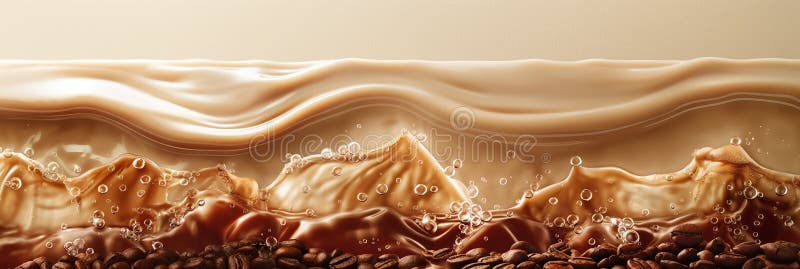 Dynamic Coffee Wave with Rich Foam, Bubbles, and Coffee Beans in PNG ...