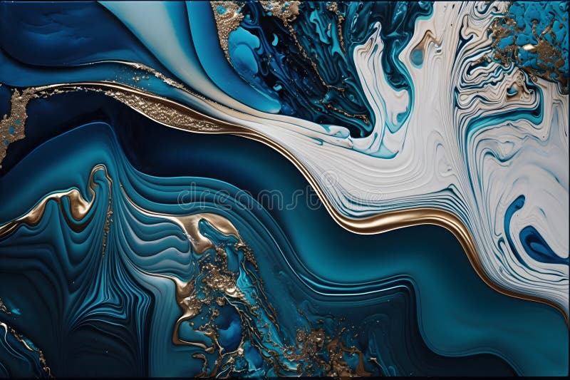 Acrylic Texture with Marble Some Gold and Azure Blue Colour Stock ...