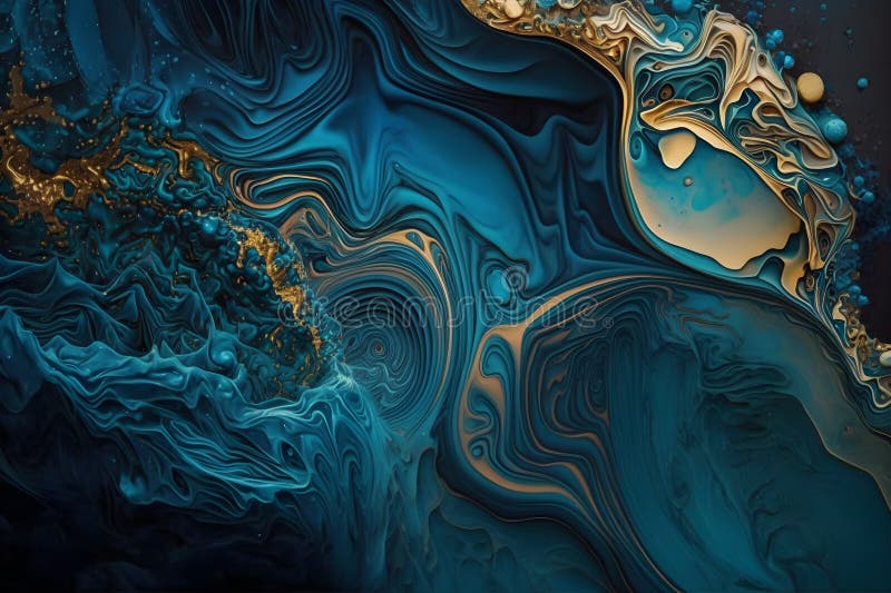 Acrylic Texture with Marble Some Gold and Azure Blue Colour Stock ...