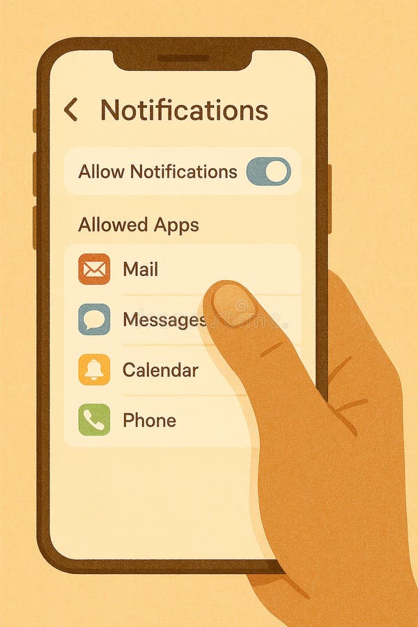 Phone Notification Settings Screen Stock Illustration - Illustration of ...