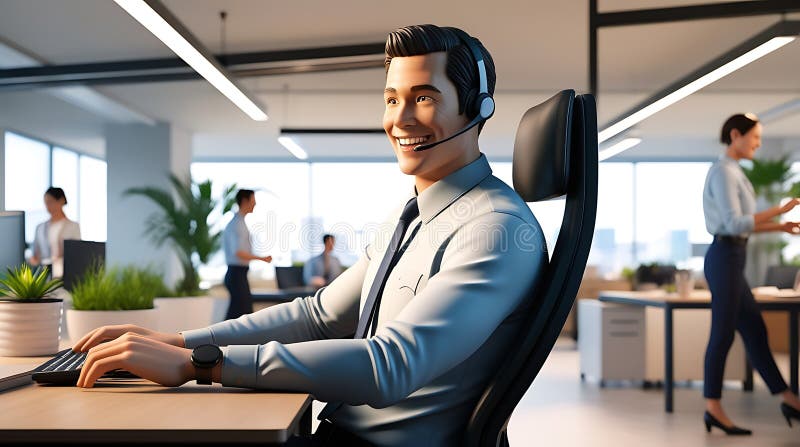Create a Visually Striking 3D Rendering of a Male Customer Service ...