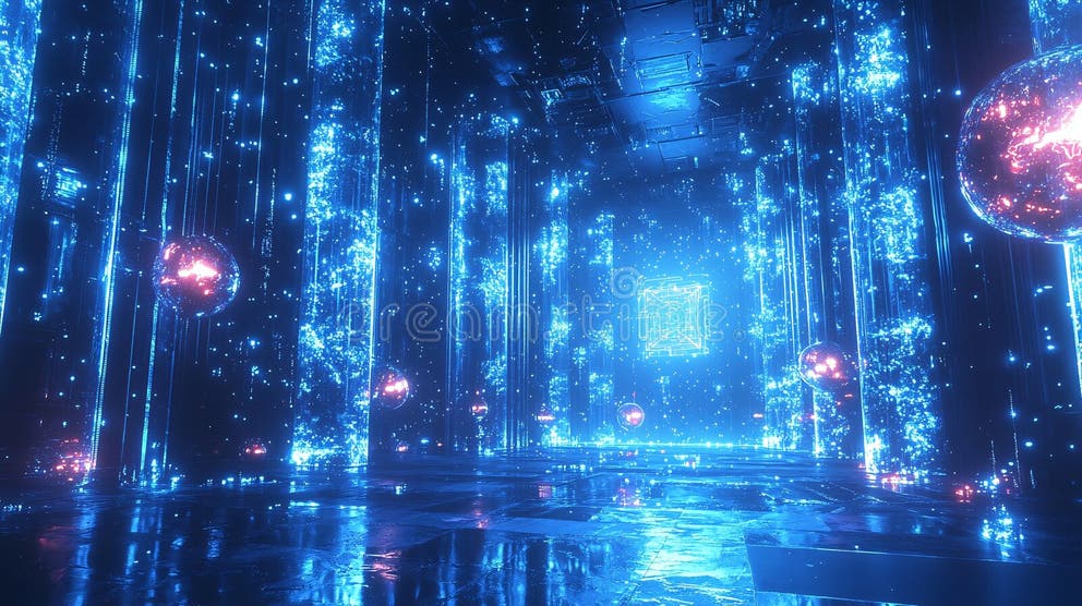 Blue Technological Sense of Future City Stock Photo - Image of ...