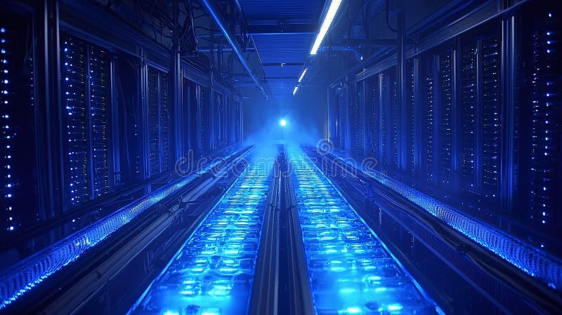 Blue Technology Sense Server Room Stock Photo - Image of intelligence ...