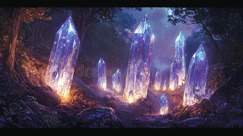 Dream Forest Crystal stock image. Image of column, blue - 373864597