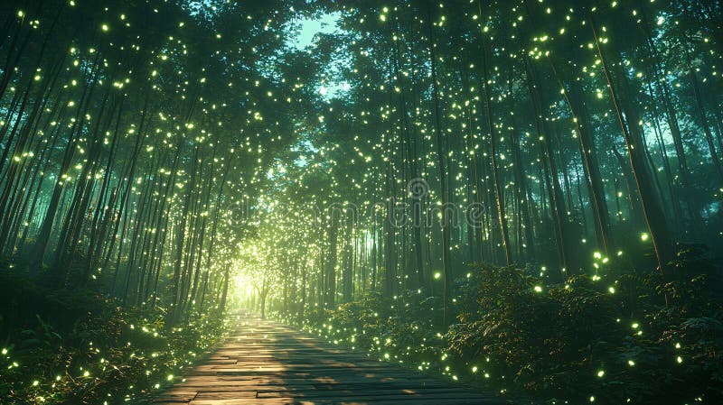 Firefly Bamboo Forest Path stock image. Image of peace - 373865985