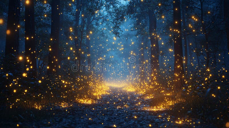 Firefly Forest Path stock image. Image of beauty, mysterious - 373863537