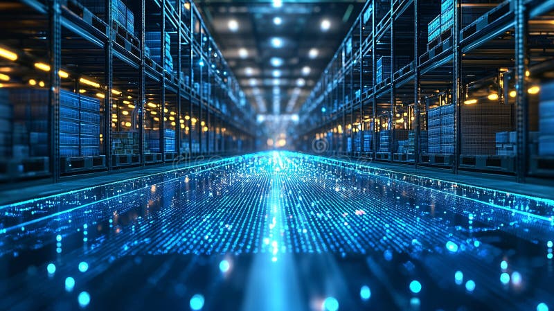 Intelligent warehouse stock image. Image of digital - 373863479