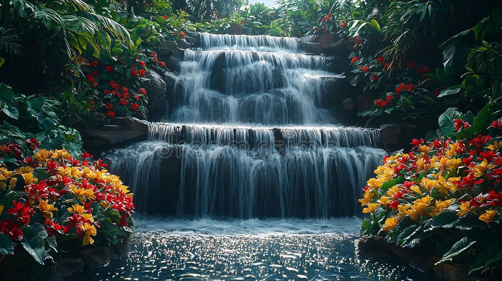 Layers of waterfalls stock photo. Image of flowing, paradise - 373866172