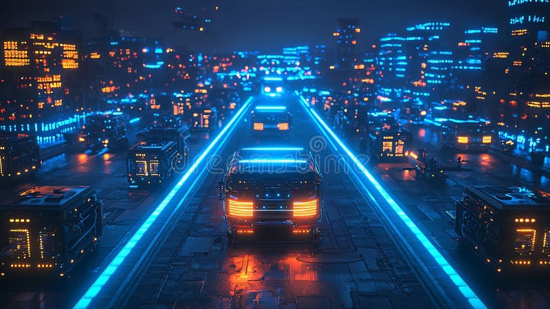 Night view of future city stock photo. Image of blue - 373880132