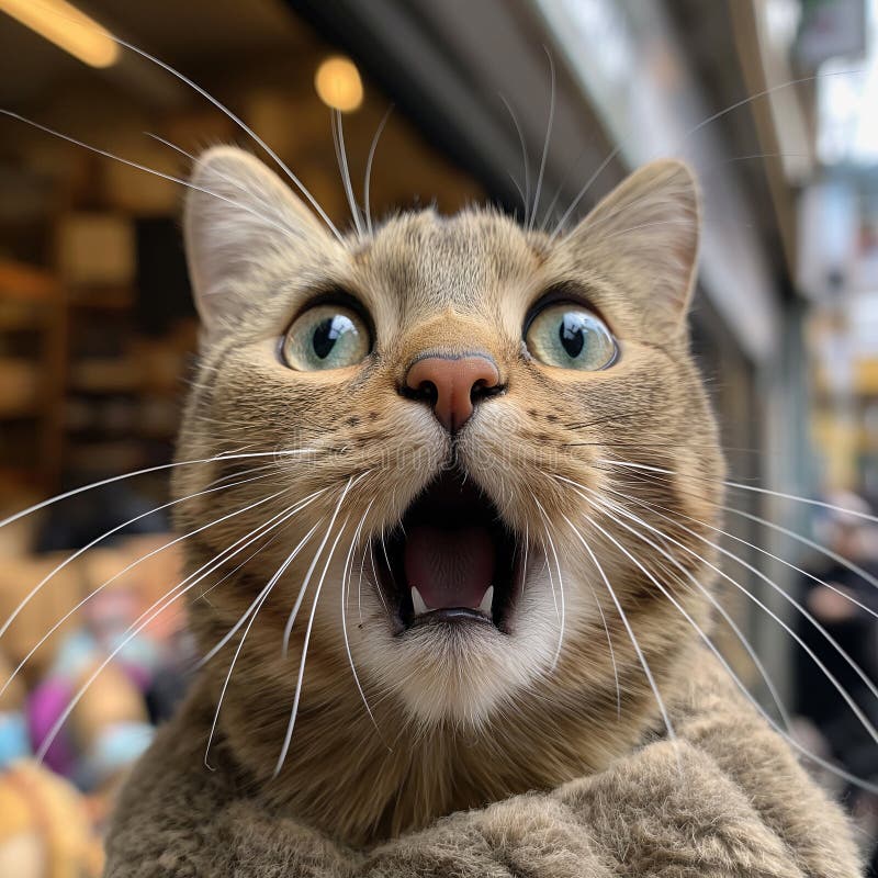 Cute Cat with Big Eyes and Funny Expression in the Street Stock ...