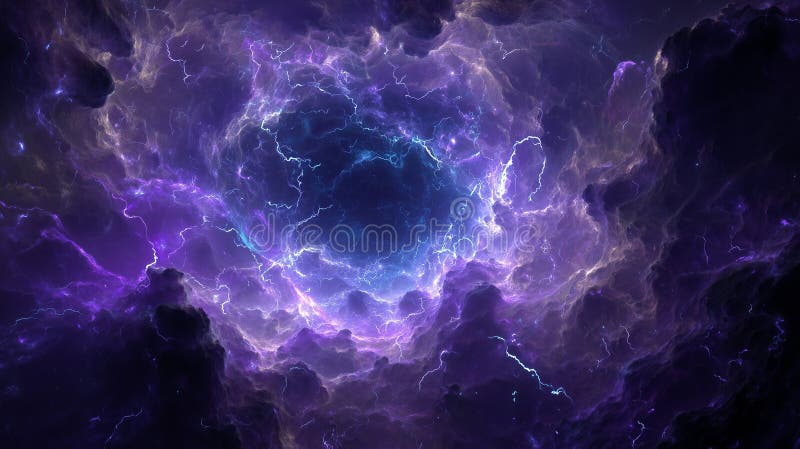 Cosmic Energy Vortex with Radiant Lightning Stock Illustration ...