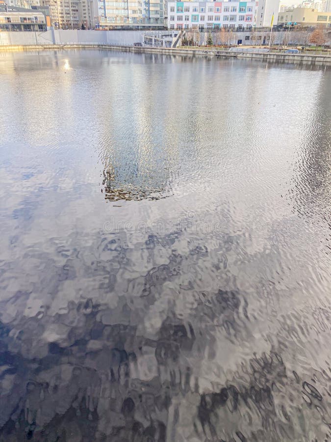 Image of Water Body Lakeriver with Partially Submerged Urban Structure ...