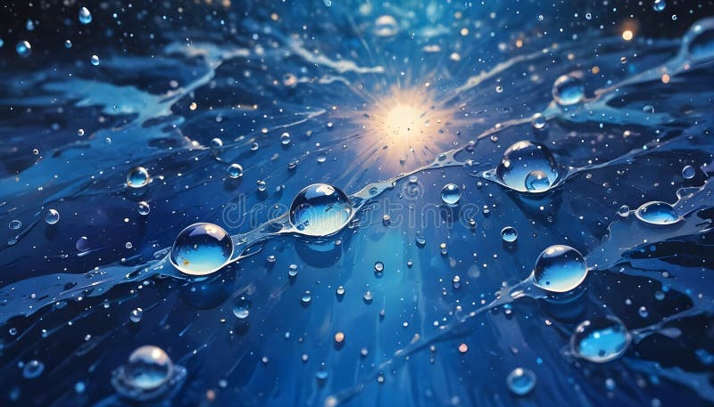 An Image of Water Droplets on a Surface, Creating a Sense of Depth and ...