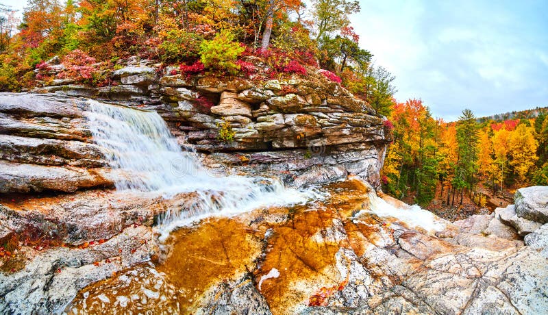 Waterfall Cascading Over Rocks in Peak Fall Off of Cliff Edge Stock ...
