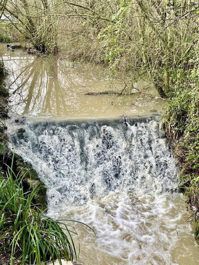 River Reflections and Waterfall Stock Image - Image of scenery, clouds ...