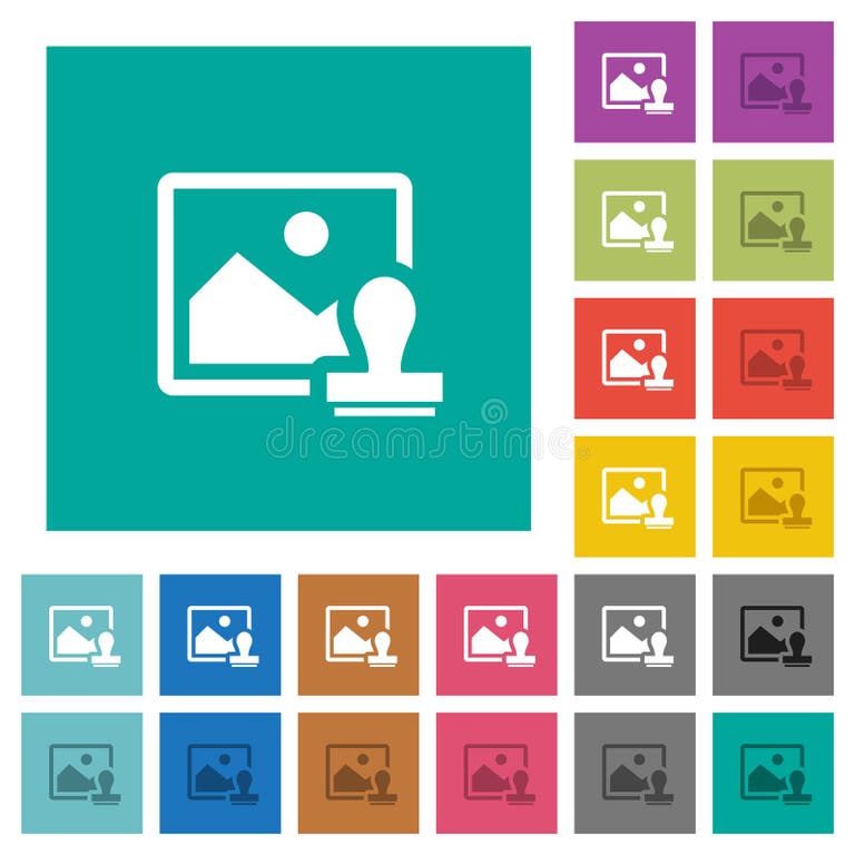 Image Watermark Square Flat Multi Colored Icons Stock Vector ...