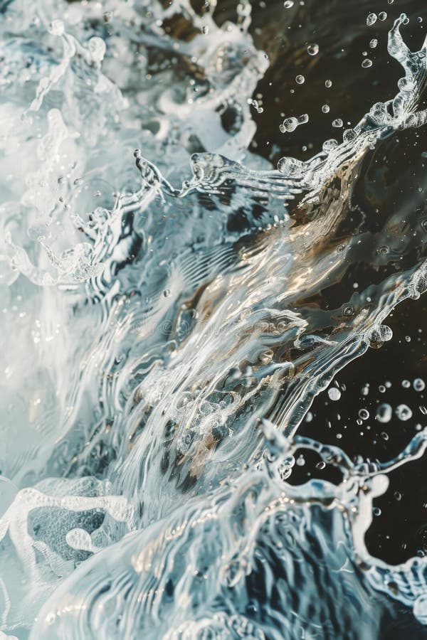 The Image is of a Wave Crashing into the Shore, with Water Splashing ...