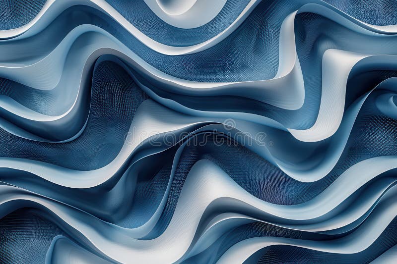 The Image is a Wave Pattern with a Blue and White Color Scheme Stock ...