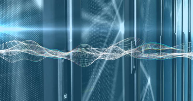 Image of Waves and Lights Over Servers Stock Photo - Image of ...