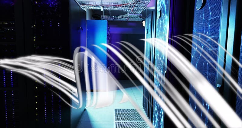 Image of Waves Moving Over Servers Stock Photo - Image of cyber ...