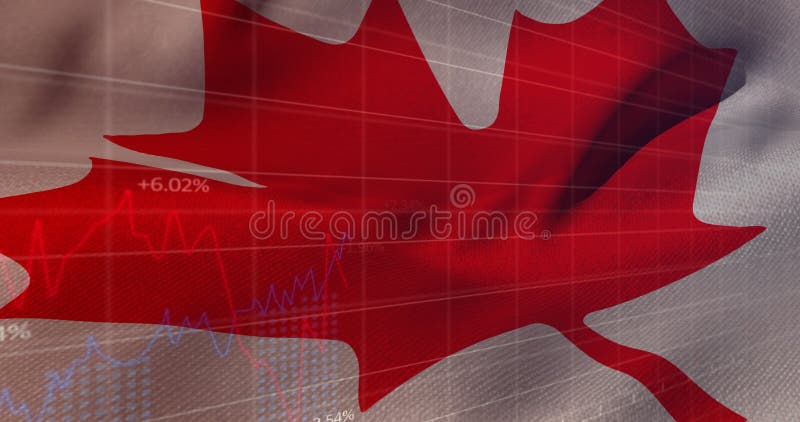 Image of Waving Canada Flag Over Financial Data Processing Stock Photo ...